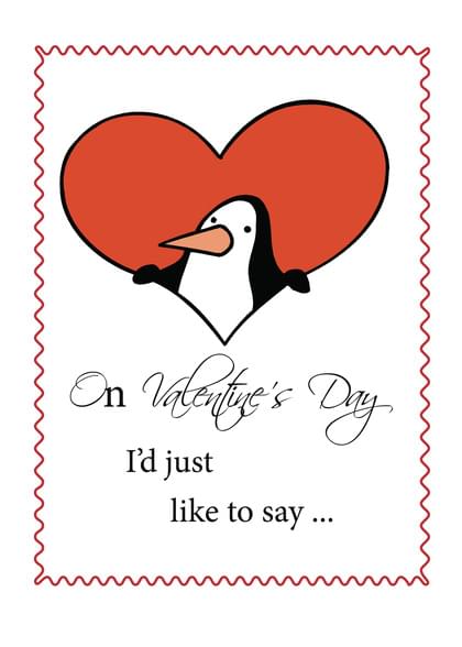 Penguins Valentine's Day Card with your own Handwriting. Sandra Rose ...