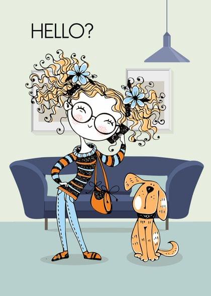 Dogs and Cute Greetings/Hello Card with your own Handwriting. Salon Of ...