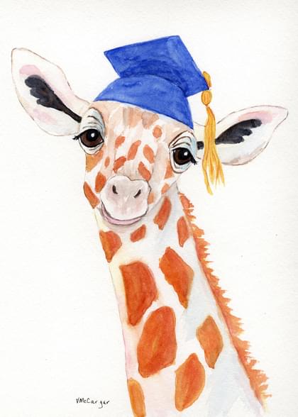 Giraffes Graduation (College) Card with your own Handwriting. Stella ...