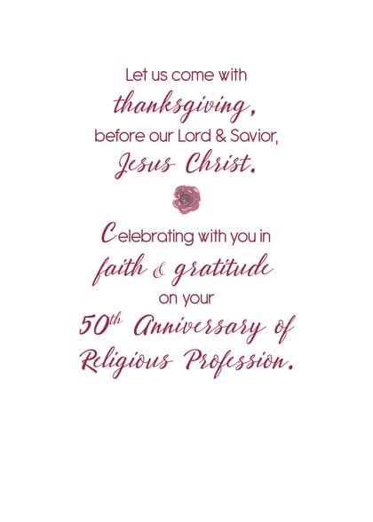 Flowers and Crucifix Anniversary (Religious Vows) Card with your own ...