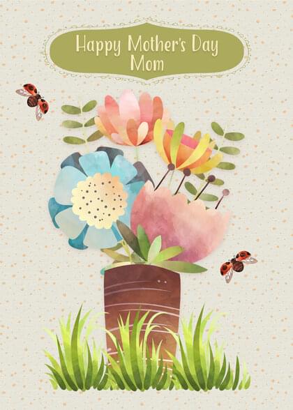 Bouquet Of Flowers and Gardens Mother's Day Card with your own ...