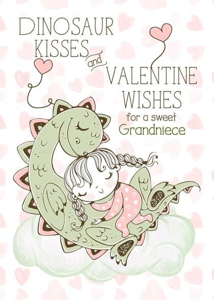 Dinosaurs and Girls Valentine's Day Card with your own Handwriting ...
