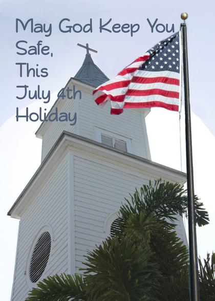 Church and Americana Independence Day Card with your own Handwriting ...