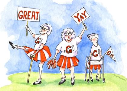 Cheerleaders and Old Ladies Encouragement Card with your own ...