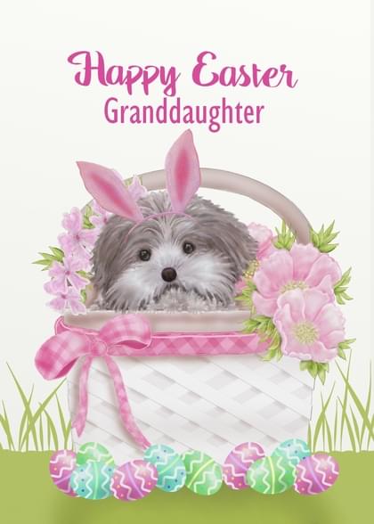 Puppies and Bunnies Easter Card with your own Handwriting ...