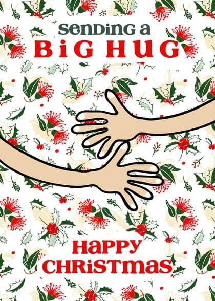 Hugs Christmas Card with your own Handwriting. Annette Winter Designs ...