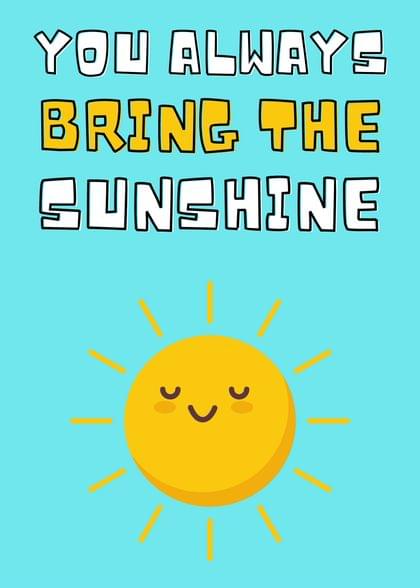 Sun Encouragement Card with your own Handwriting. Personal Paper Hugs ...
