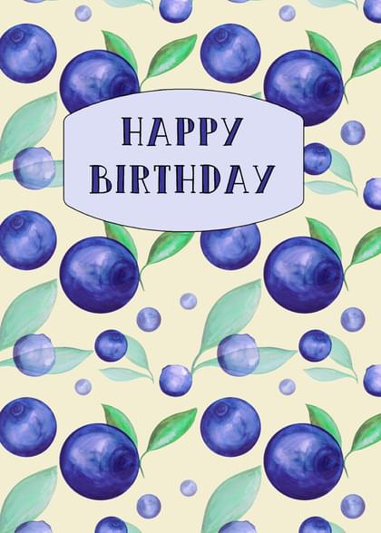 Blueberries Birthday Card with your own Handwriting. Spread Great Vibes ...
