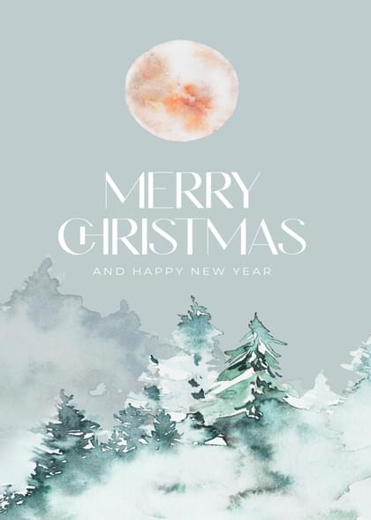 Forests and Full Moon Christmas Card with your own Handwriting. Taylor ...