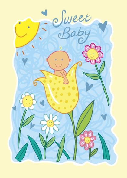 Baby and Flowers New Baby Card with your own Handwriting. Dale Simpson ...
