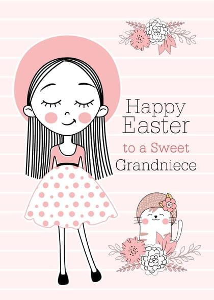Girls and Kittens Easter Card with your own Handwriting. Salon Of Art ...