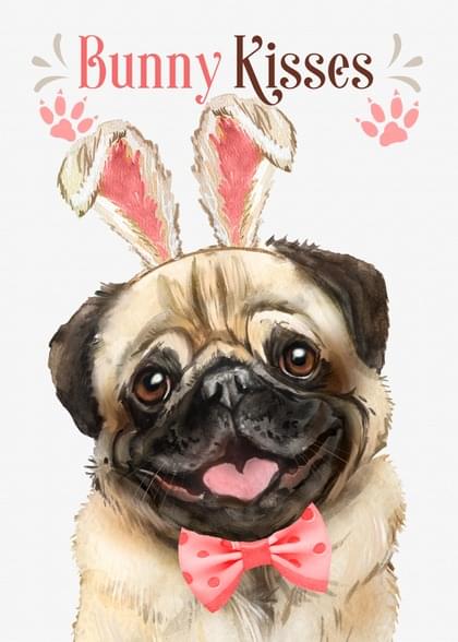 Dogs and Bunnies Easter Card with your own Handwriting. Salon Of Art ...