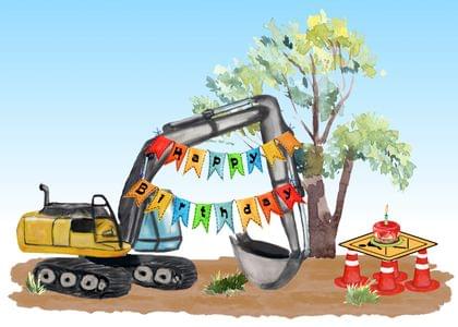 Excavators and Backhoes Birthday Card with your own Handwriting. Venus ...