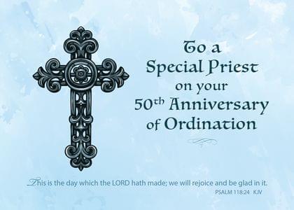 Crucifix Anniversary (Ordination) Card with your own Handwriting ...