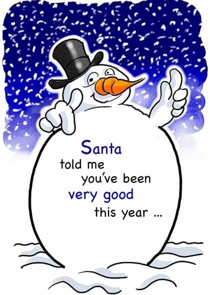 Snowman and Santa Claus Christmas Card with your own Handwriting ...