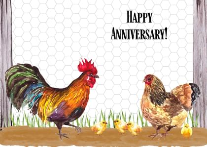 Chickens and Roosters Anniversary (Any) Card with your own Handwriting ...
