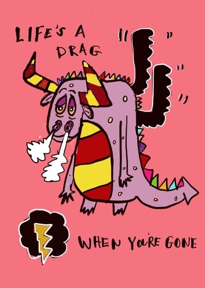 Dragons Missing You Card with your own Handwriting. Heart Chalkra Cards ...